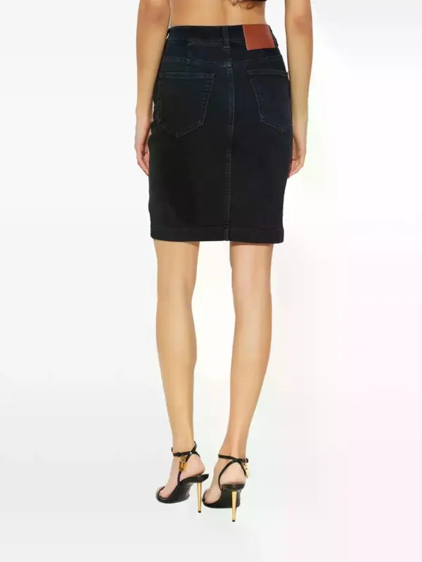 Balmain Zip-front Mini Denim Skirt - Black