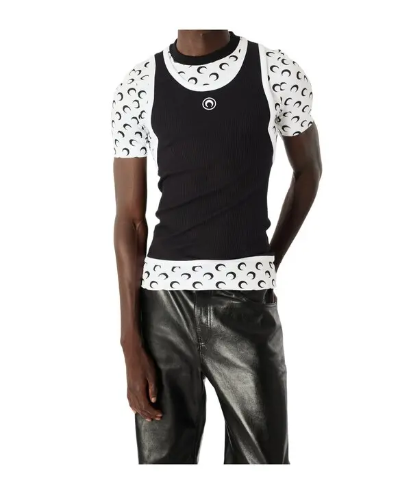 MARINE SERRE Layered Jersey Short Sleeved T-shirt