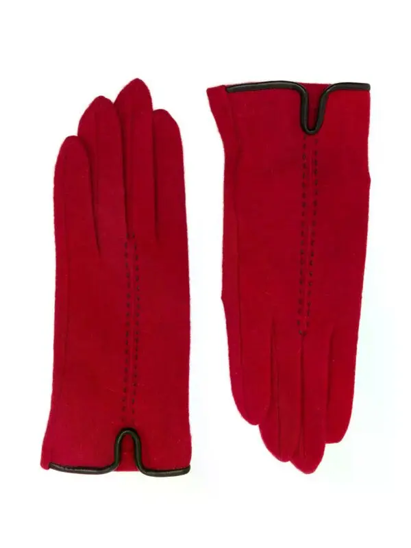 L'APERO Belfort Heart-embroidered Contrast-trim Gloves - Red