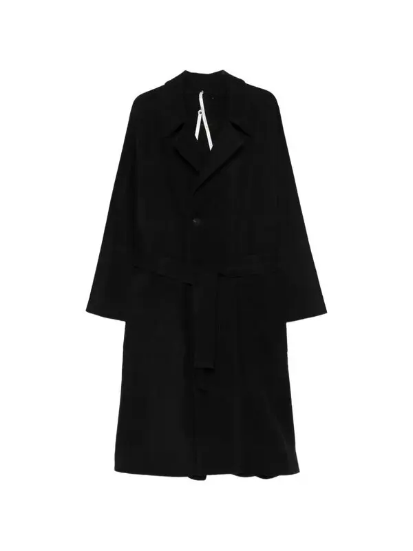 LABEL UNDER CONSTRUCTION Check-pattern Belted Single-breasted Coat - Black