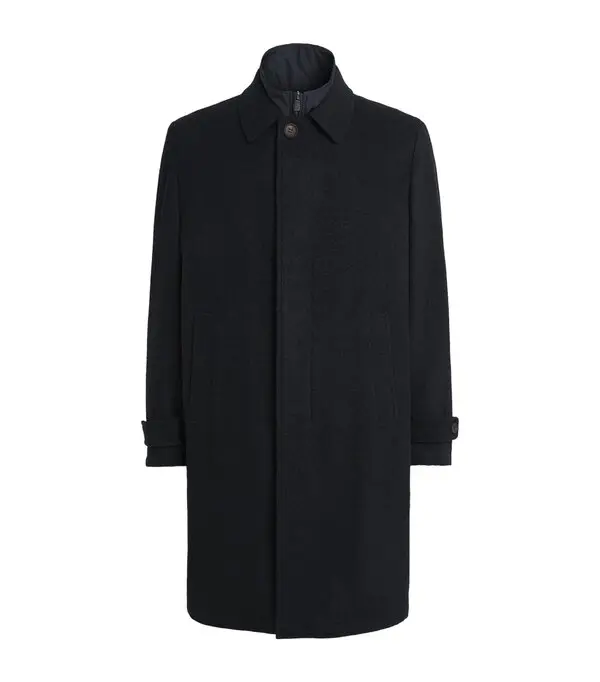 Corneliani Virgin Wool-cashmere Overcoat - Navy