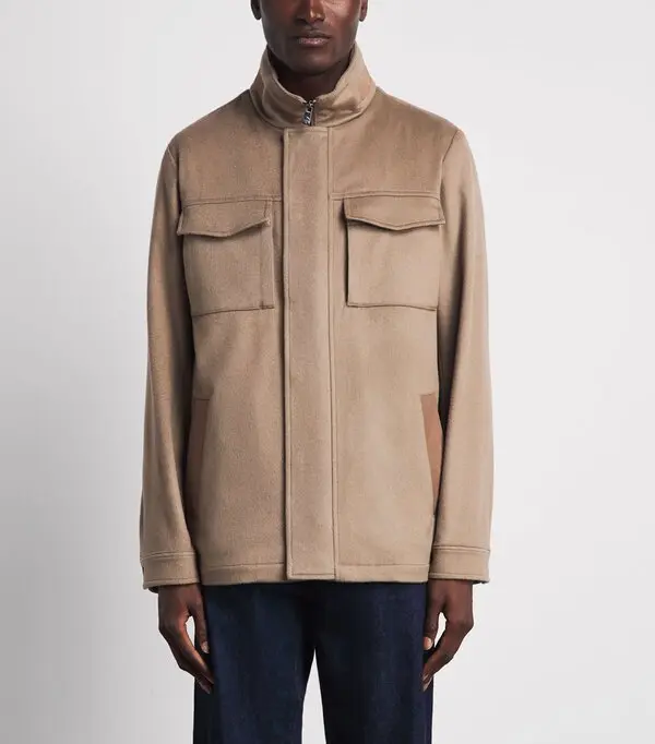Corneliani Cashmere Suede-trimmed Shacket