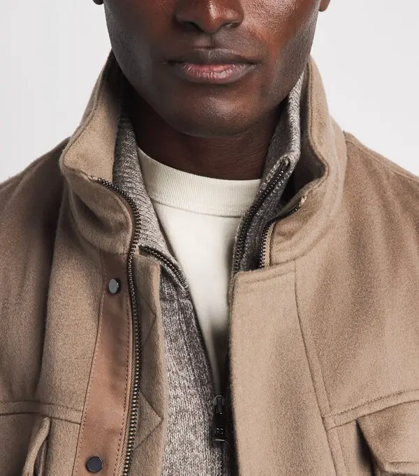 Corneliani Cashmere Suede-trimmed Shacket