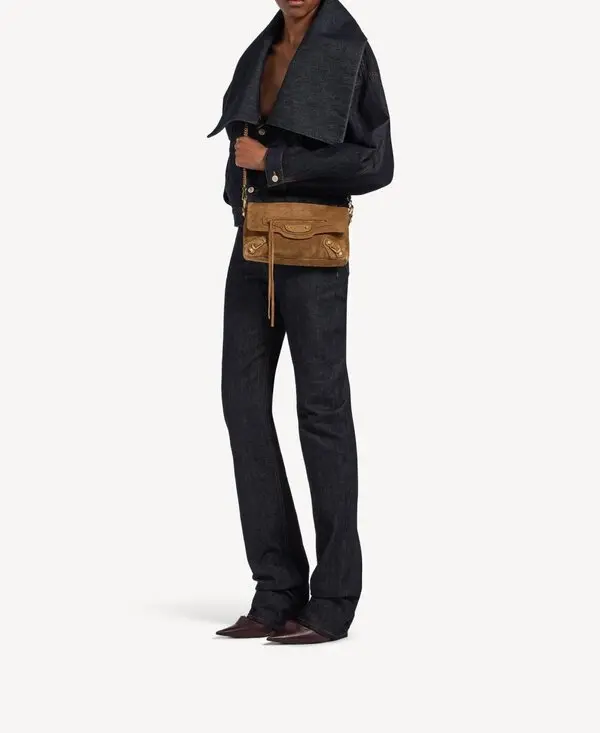 Balenciaga Le City Clutch With Chain - Camel