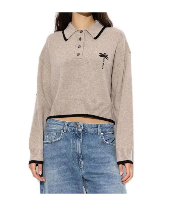 Palm Angels Long-sleeved Polo Jumper