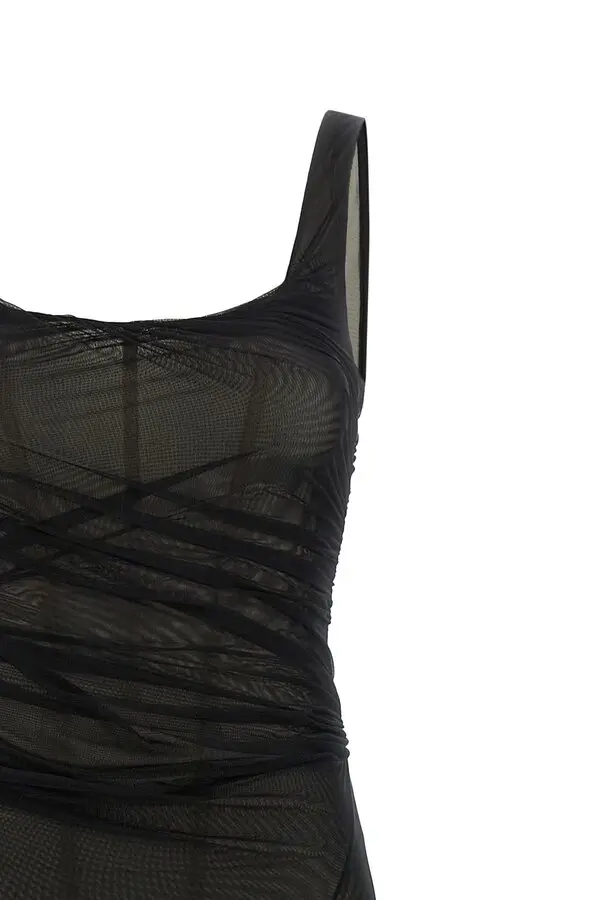 Attico Square-neck Mesh Sleeveless Dress