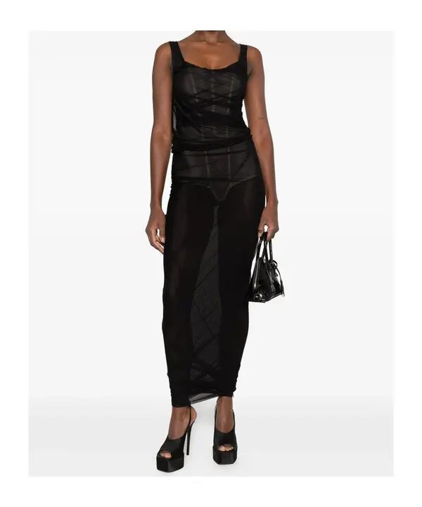 Attico Square-neck Mesh Sleeveless Dress