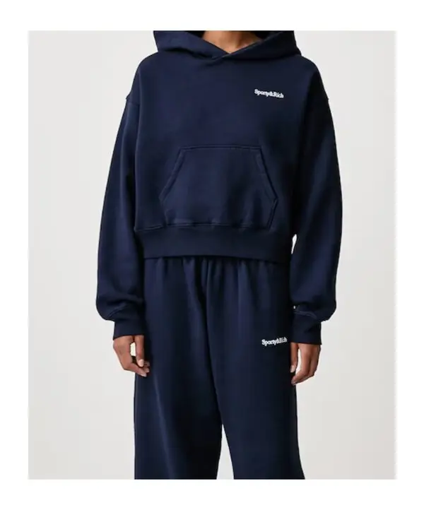 SPORTY  RICH Sporty Rich Cropped Logo Hoodie
