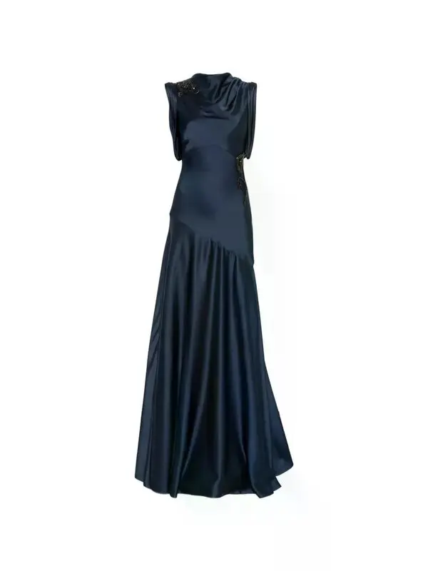 Erdem Embellished Satin Draped Gown - Blue