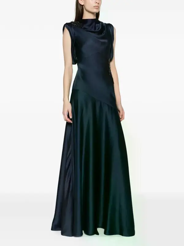 Erdem Embellished Satin Draped Gown