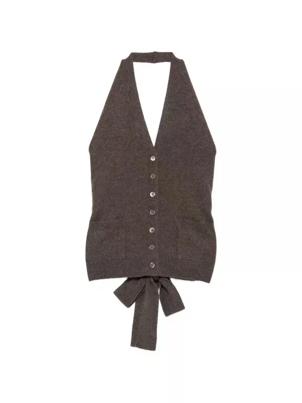 VANISE Cashmere Halterneck Vest - Brown