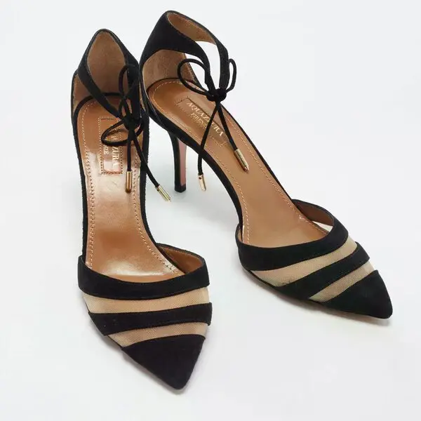 AQUAZZURA Mesh Ankle-tie Pumps