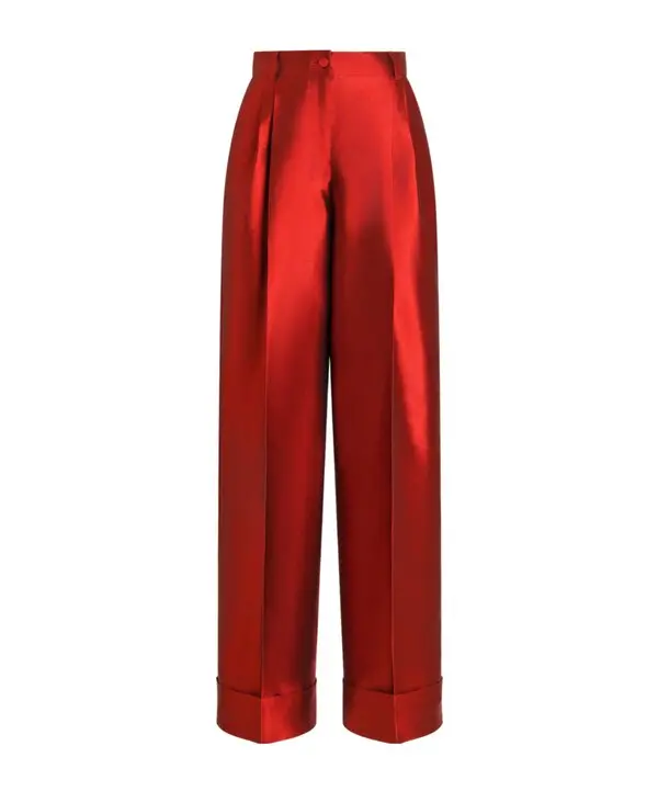 Dolce & Gabbana Dolce Gabbana Pleated Wide-leg Pants - Red