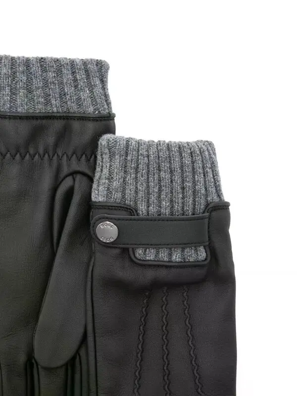 BOSS Ribbed Leather Gloves