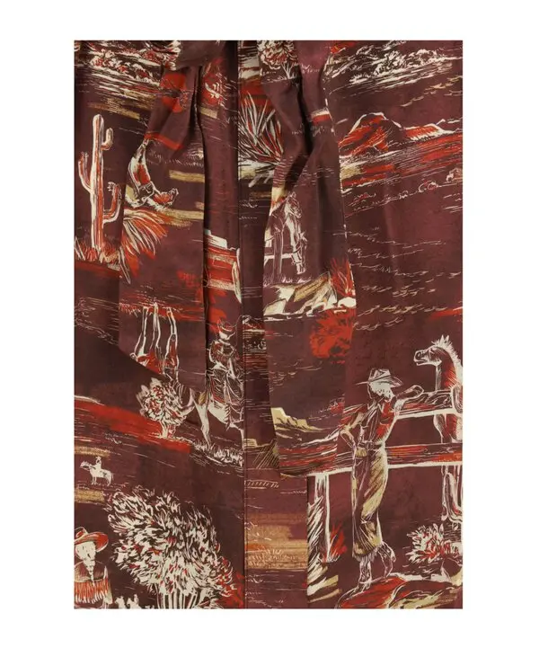 ALEMAIS Ezra Western Print Midi Shirt Dress