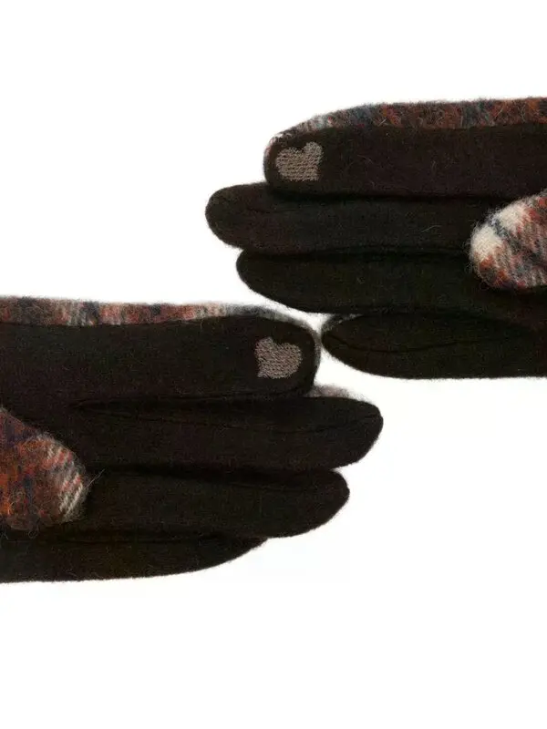 L'APERO Beauvais Check-pattern Wool Gloves - Brown