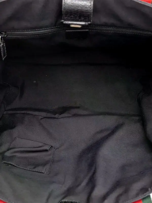 Gucci 2000-2015 Gg Canvas Web Double Pockets Tote Bag - Black