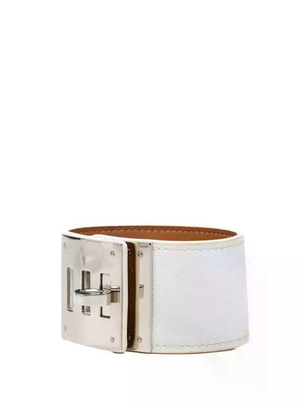 Hermès 2014 Epsom And Palladium Plated Kelly Dog Cuff Bracelet Costume Bracelet