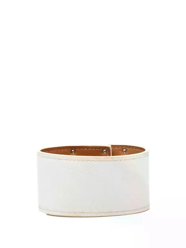 Hermès 2014 Epsom And Palladium Plated Kelly Dog Cuff Bracelet Costume Bracelet