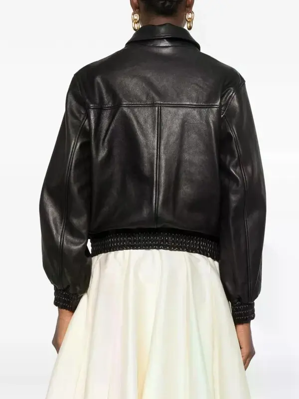ARMA Smocked-trim Leather Jacket
