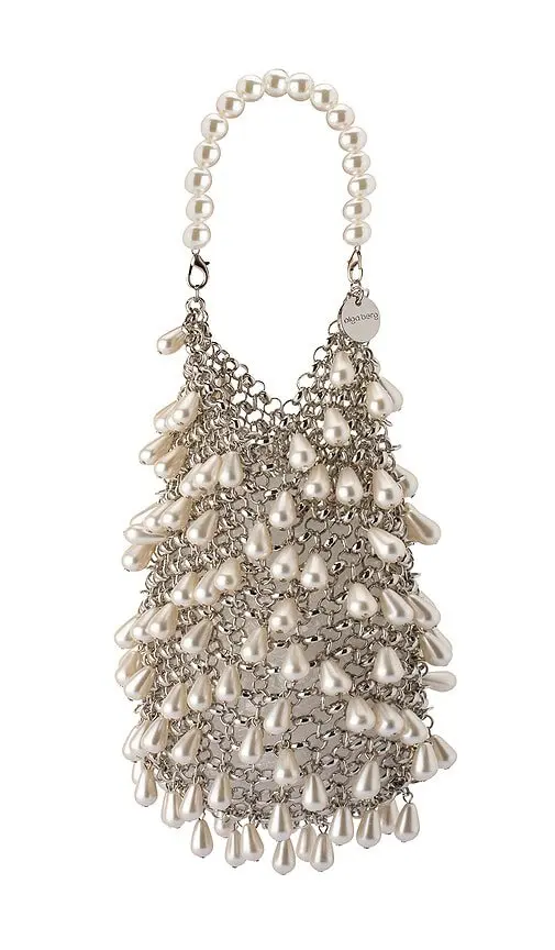 OLGA BERG Jaden Pearl Chainmail Bag In Metallic
