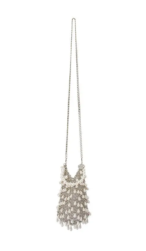 OLGA BERG Jaden Pearl Chainmail Bag In Metallic
