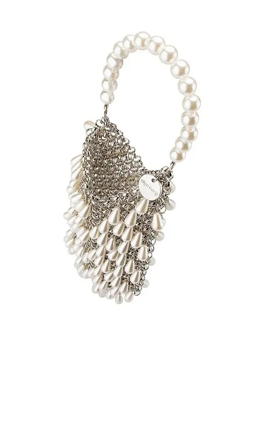 OLGA BERG Jaden Pearl Chainmail Bag In Metallic