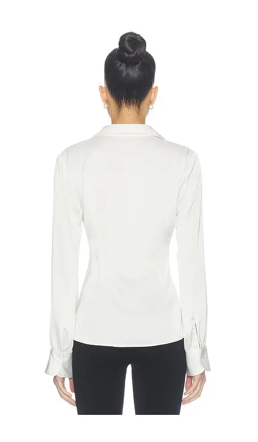 Good American The Satin Femme Shirt In White