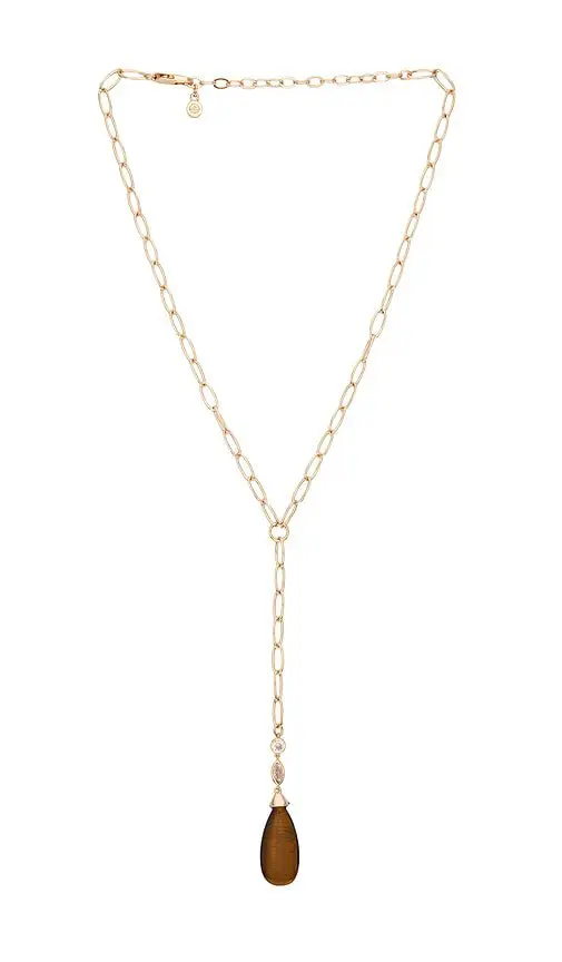 Ettika Teardrop Stone Lariat In Metallic Gold - Multi