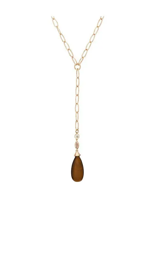 Ettika Teardrop Stone Lariat In Metallic Gold