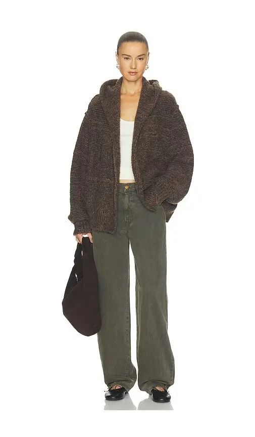 Free People Thistle Hooded Cardigen In Chocolate