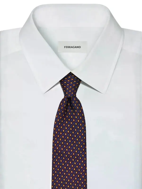 FERRAGAMO Jacquard Tie Infinite Inspirations - Red