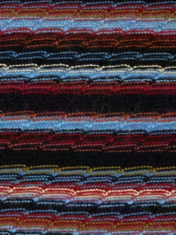 Paul Smith Navy Cotton-mohair Textured Stripe Scarf