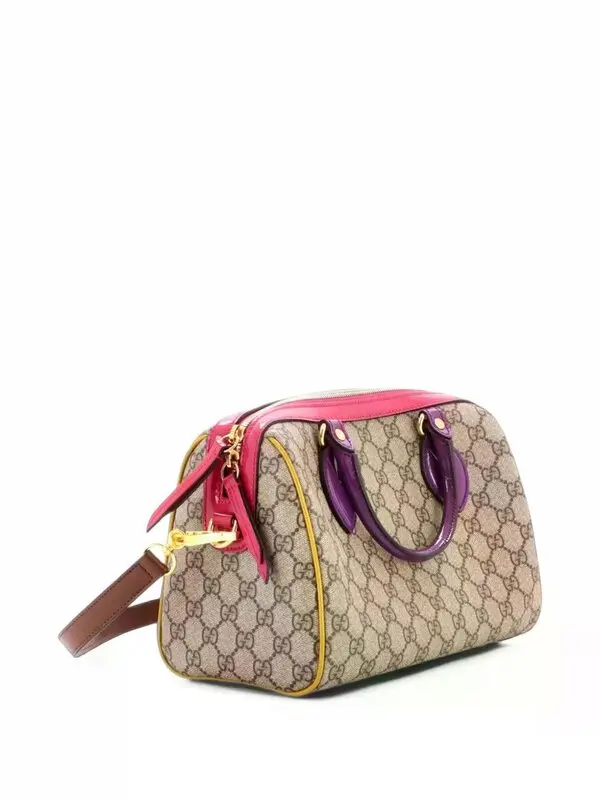 Gucci Convertible Boston Bag Gg Coated Canvas And Leather Small Satchel - Pink