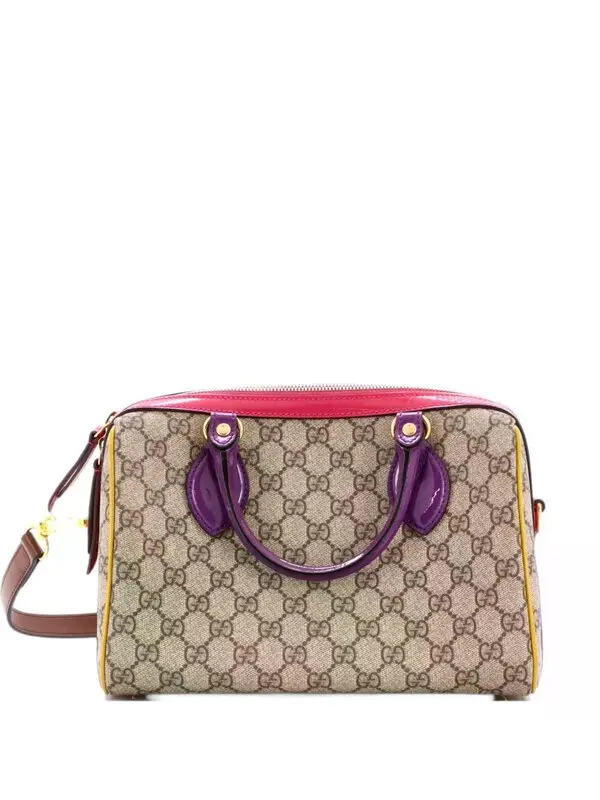 Gucci Convertible Boston Bag Gg Coated Canvas And Leather Small Satchel - Pink