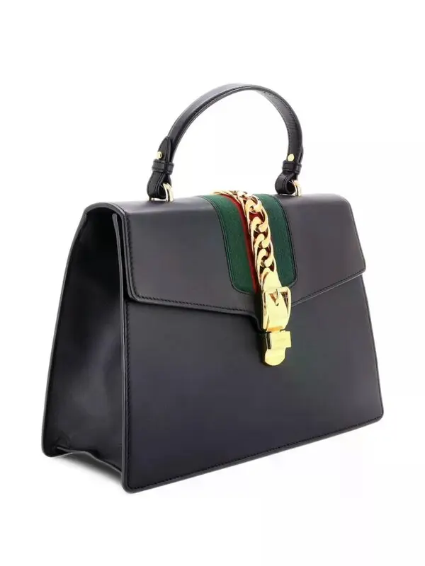 Gucci Sylvie Top Handle Bag Leather Medium Satchel