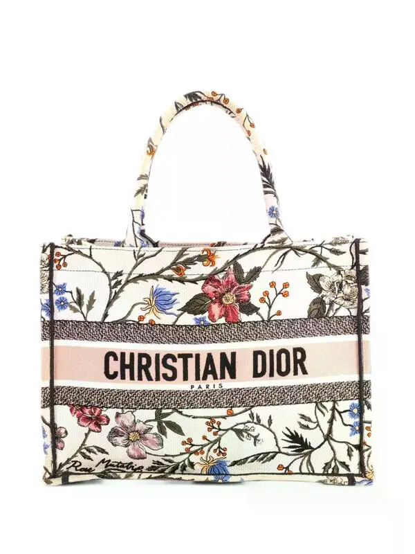 Dior Book Embroidered Canvas Medium Tote Bag - Multicolour