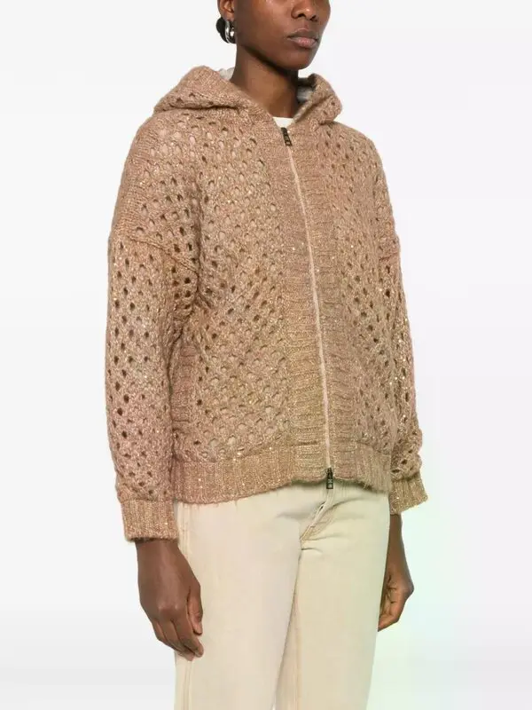 PANICALE Sequin-embellished Open-knit Cardigan