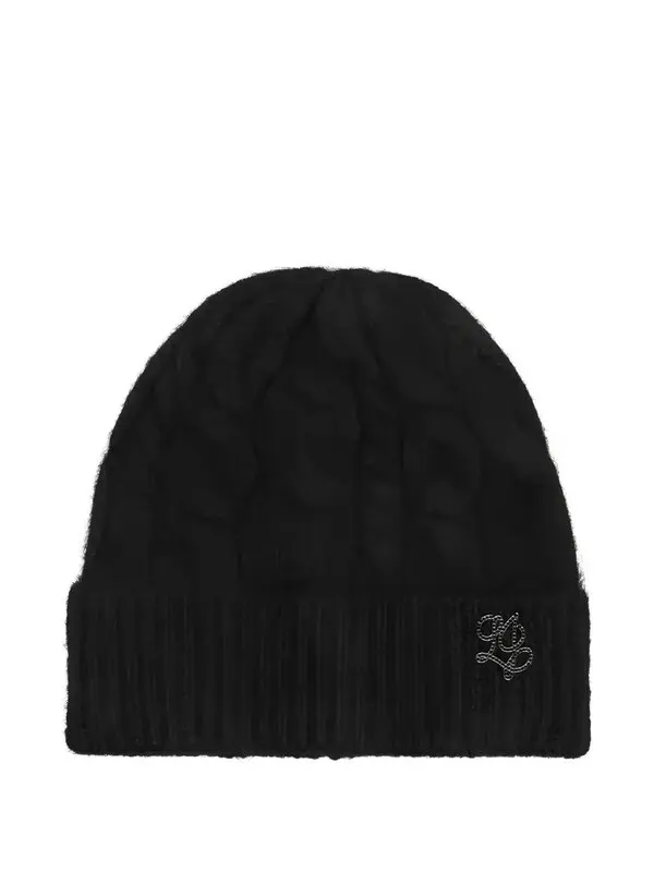 Liu Jo Cable-knit Logo-detail Beanie Hat - Black