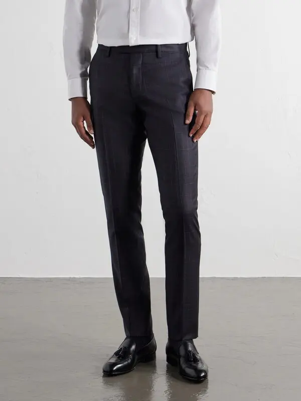 Mr P. Straight-leg Checked Wool-twill Trousers