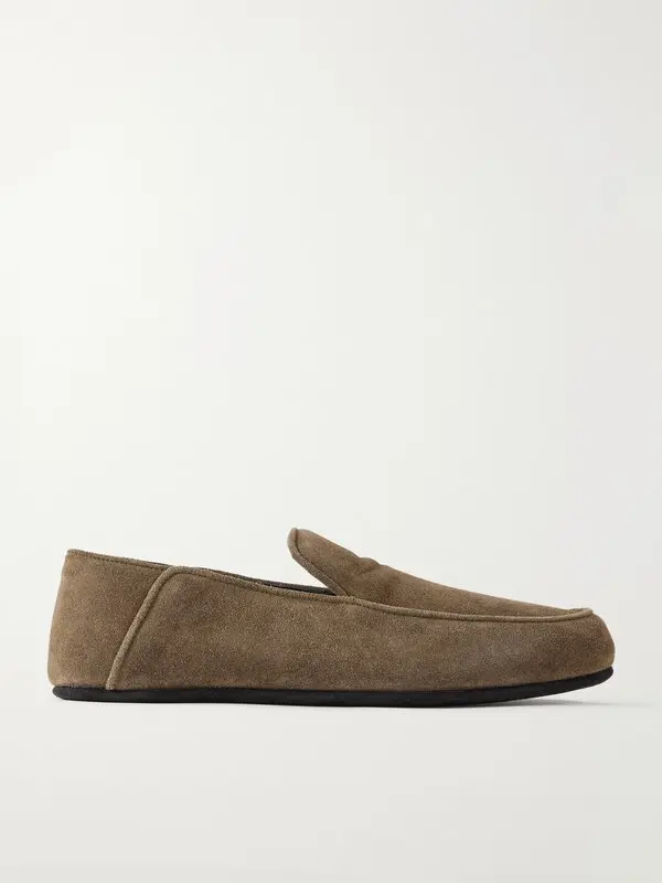 George Cleverley Mayfair Collapsible-heel Suede Loafers - Green