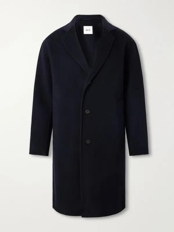 Nn07 Kendrick 8447 Brushed Woven Wool-blend Coat - Blue