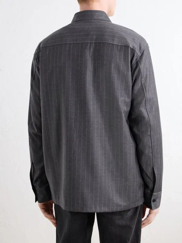 Nn07 Freddy 10052 Pinstriped Wool-blend Flannel Shirt