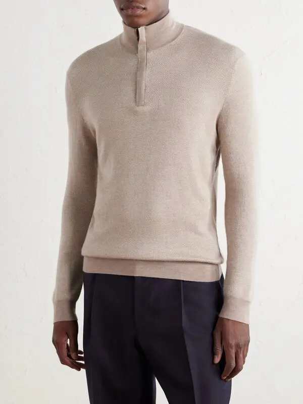 N.peal Regent Cashmere And Silk-blend Half Zip-up Sweater