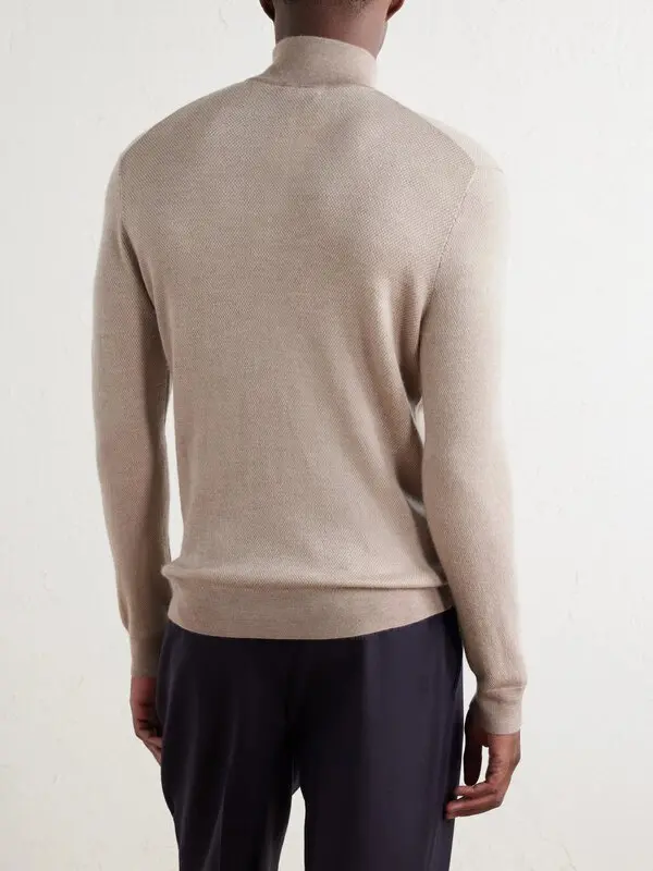 N.peal Regent Cashmere And Silk-blend Half Zip-up Sweater