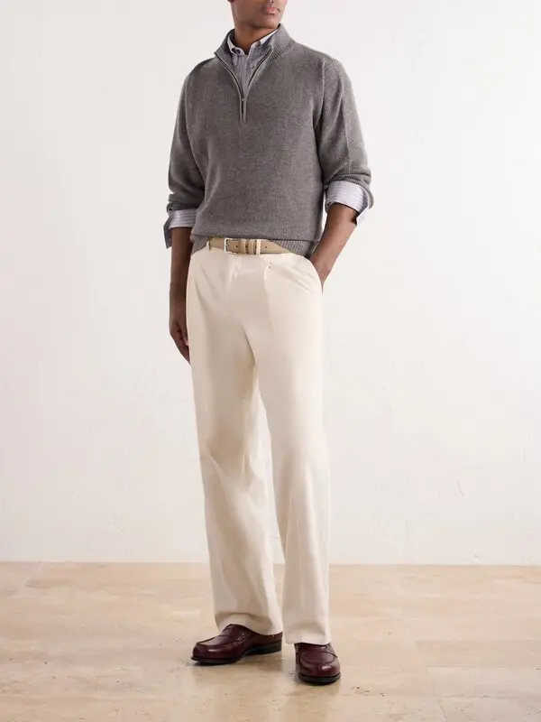 N.peal Ribbed Cashmere Zip-up Sweater