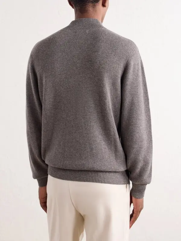 N.peal Ribbed Cashmere Zip-up Sweater