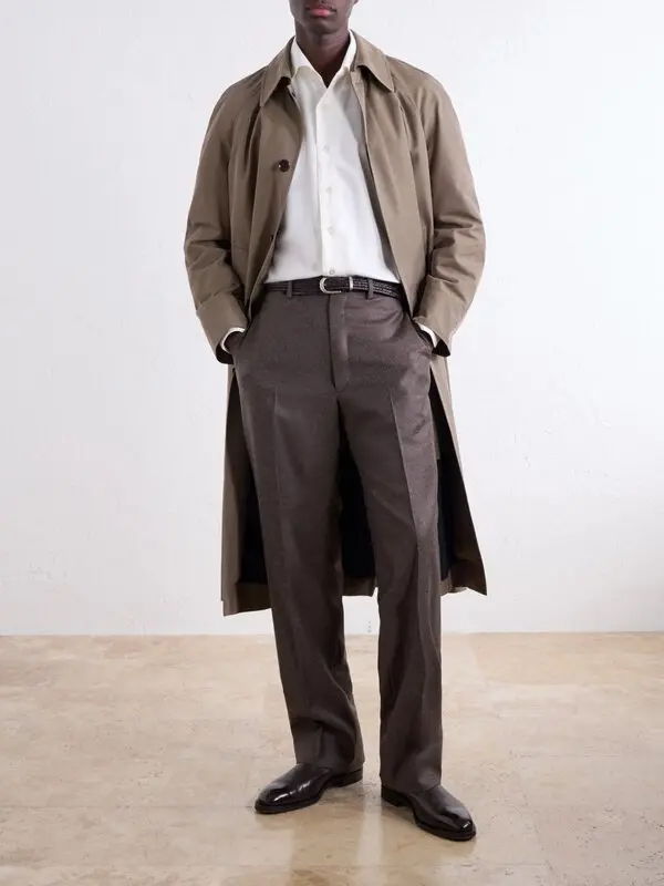 DE PETRILLO Cutaway-collar Brushed Cotton-twill Shirt