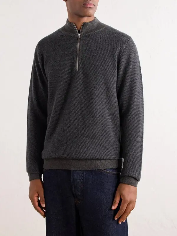 N.peal Temple Cashmere Half-zip Sweater