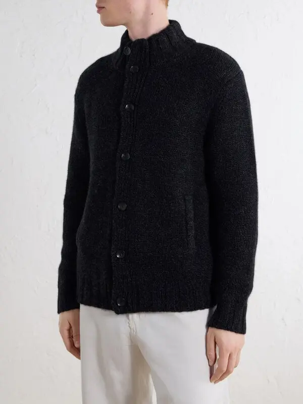 N.peal Shearling-trimmed Cashmere Cardigan
